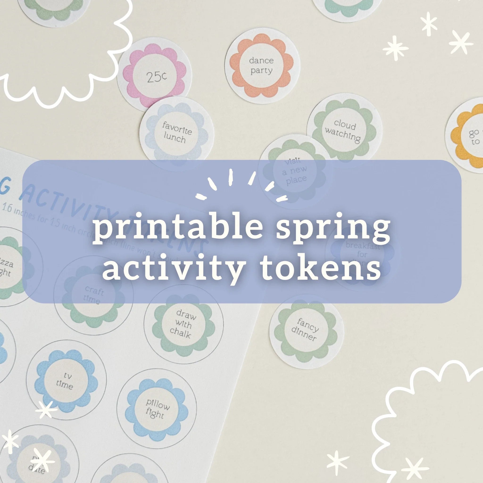 spring printable activity tokens: family fun for easter egg hunts and ...