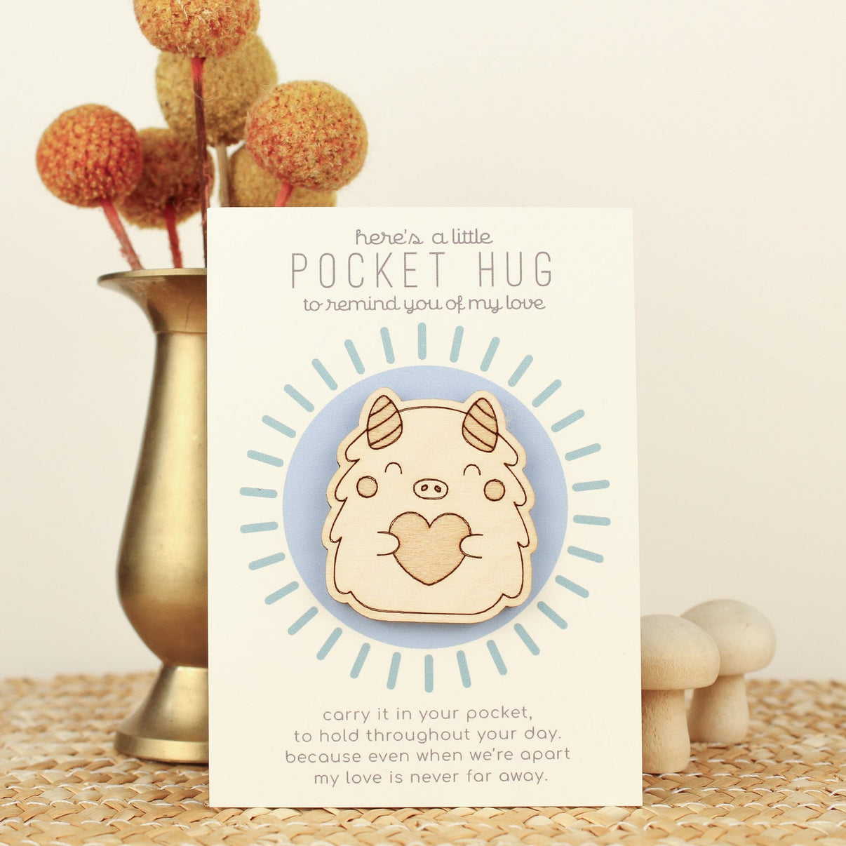 Wooden Pocket Hug Token – Animal Friend Keepsake Gift for kids, teache ...