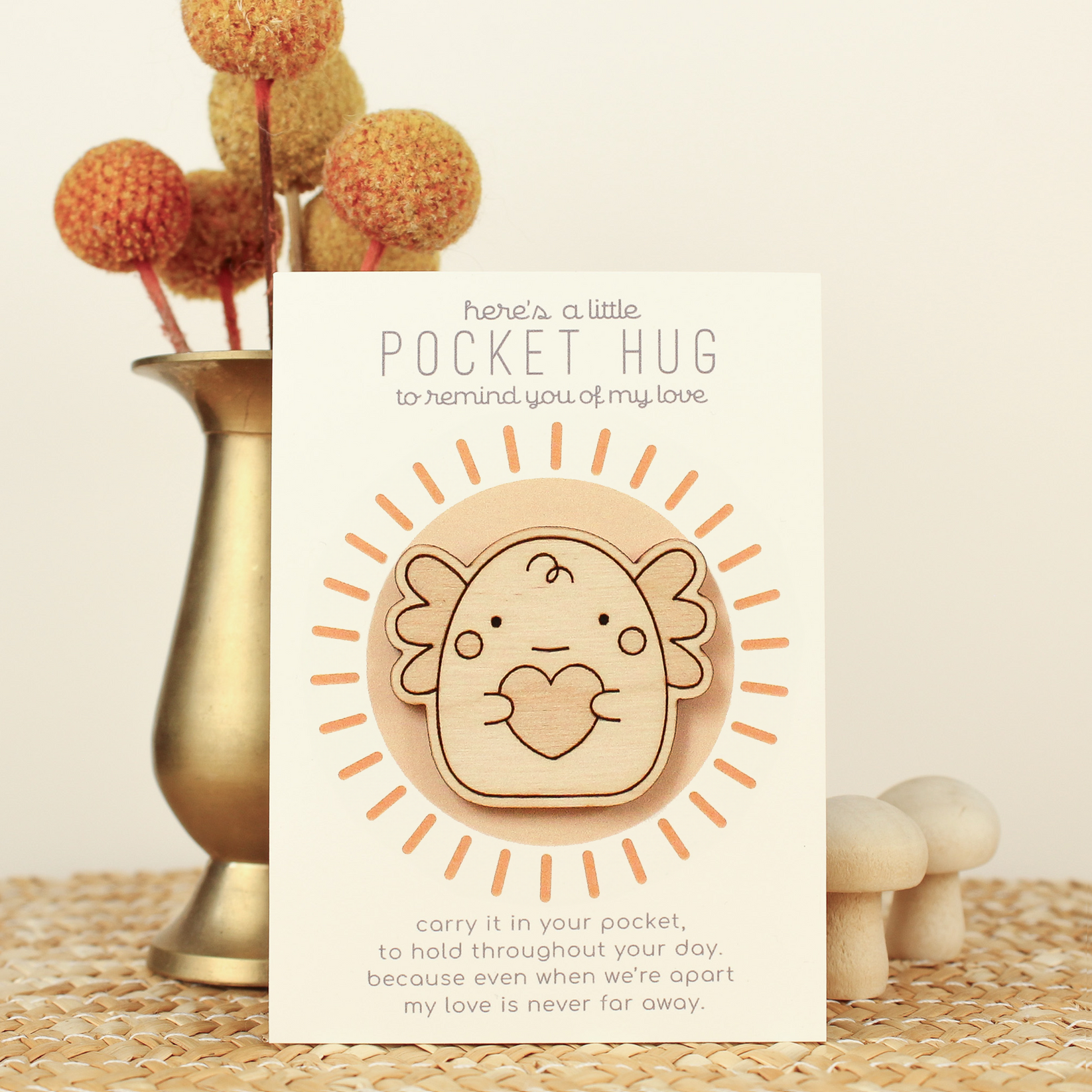 Wooden Pocket Hug Token – Animal Friend Keepsake Gift for kids, teache ...