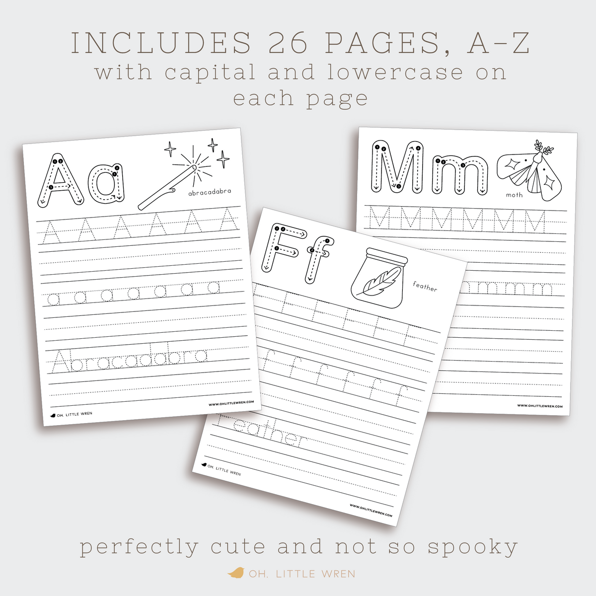 DIGITAL halloween themed preschool alphabet tracing pages – oh, little wren